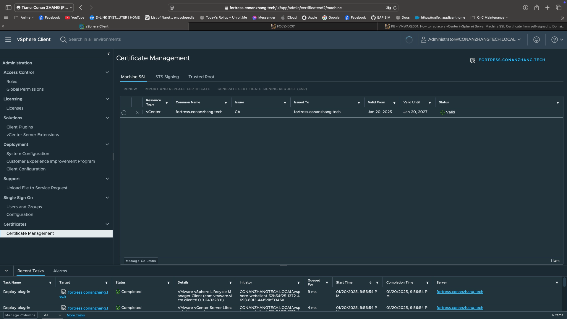 KB - VMWARE001: How to replace a vCenter (vSphere) Server Machine SSL Certificate from self ...